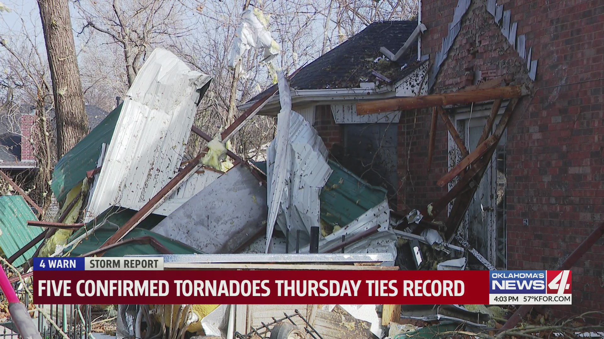 Five confirmed tornadoes Thursday ties record