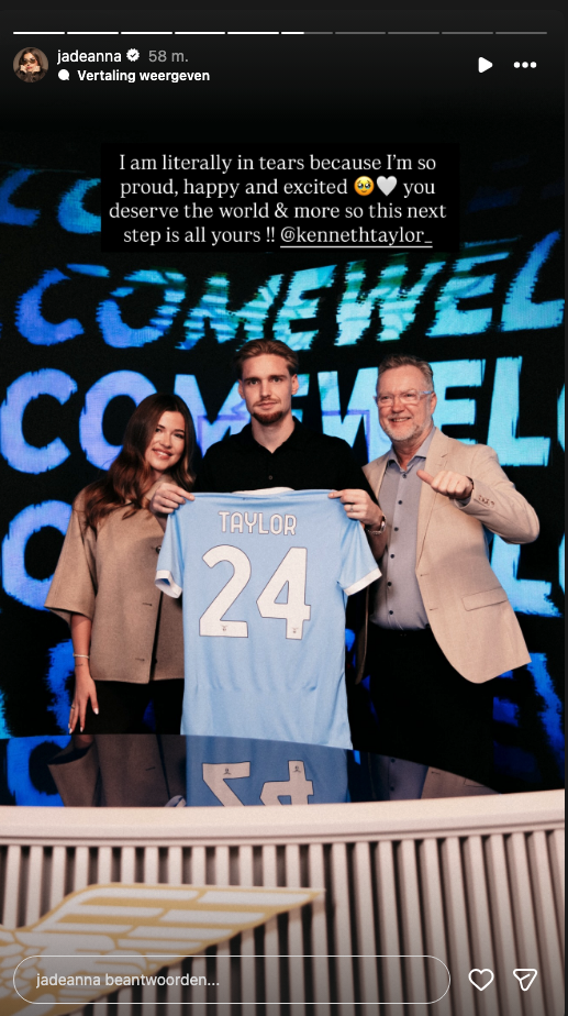 Jade Anna van Vliet in tranen na voetbaltransfer vriend Kenneth Taylor