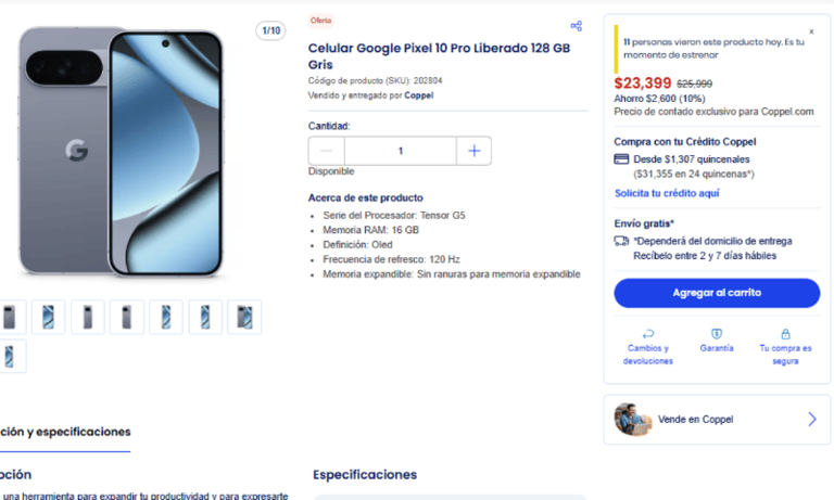 Google Pixel 10 Pro liberado en liquidación | 128GB y descuento de ...