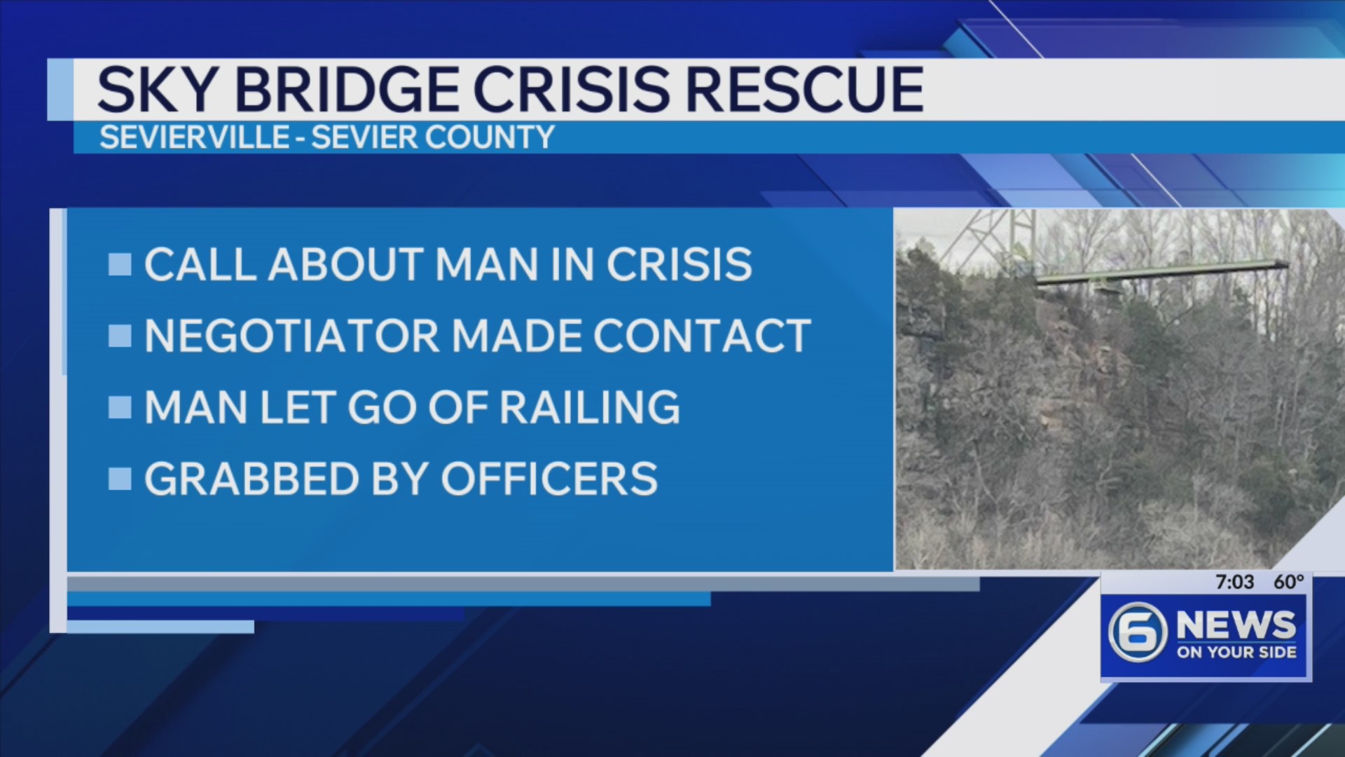 Sevierville police save man from jumping off bridge over French Broad River