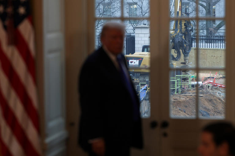 Trump, 79, wanders off to gaze at nonexistent building