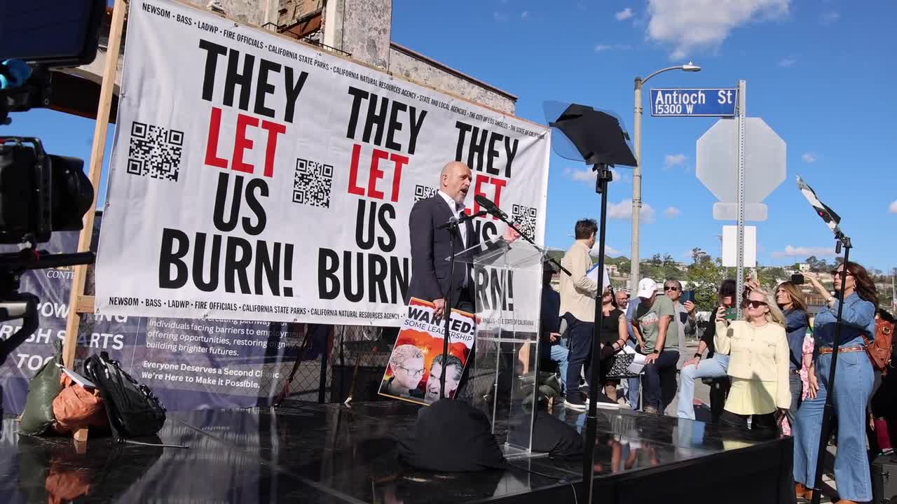 One year after the Palisades fire: They let us burn protest