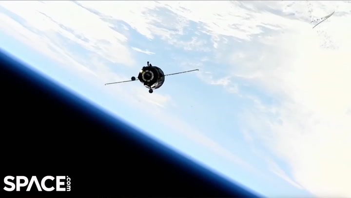 Time-lapse of Progress cargo spacecraft docking with space station