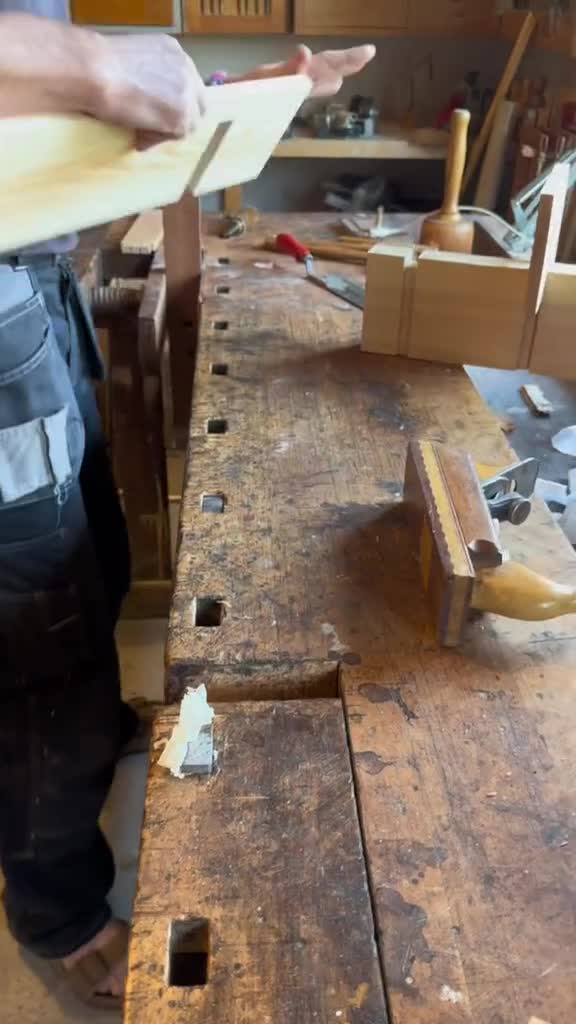 Hand cut wood joint for my new key cabinet