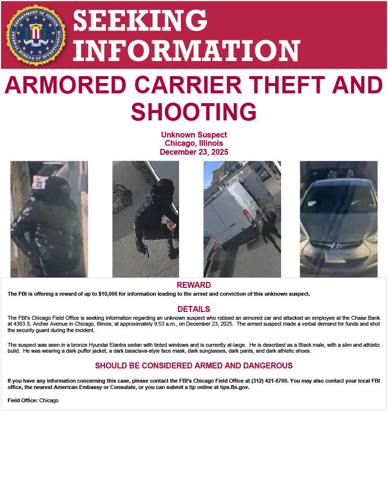 The FBI is offering a $10K reward following a violent armored car ...