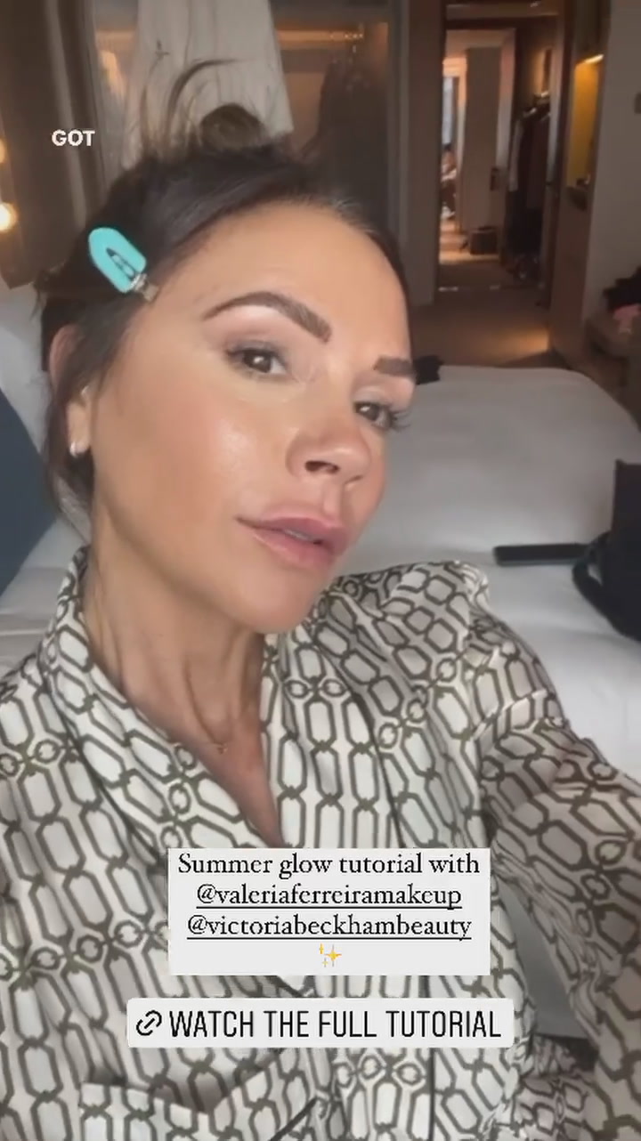 Watch: Victoria Beckham films her beauty routine in silky bath robe