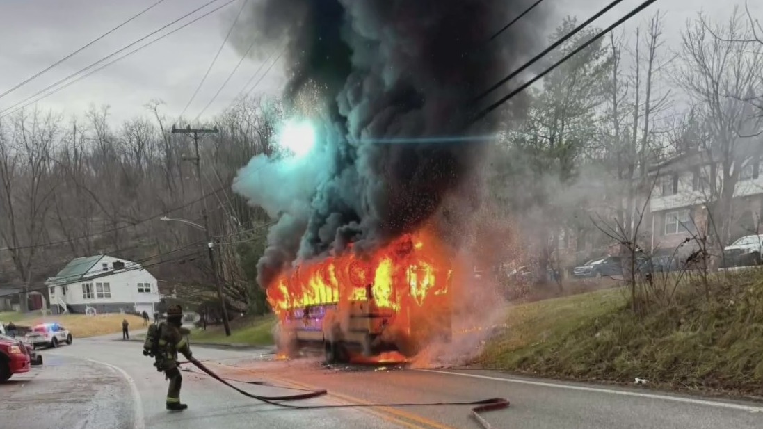 School bus swallowed by flames in Penn Hills