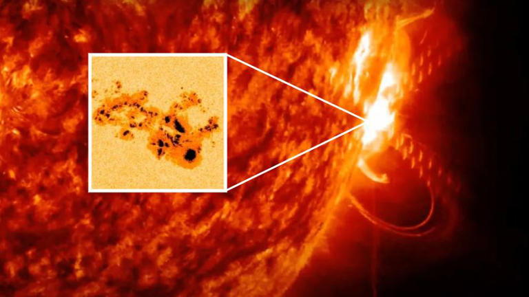 Giant sunspot that triggered recent solar 'superstorm' shot out nearly ...