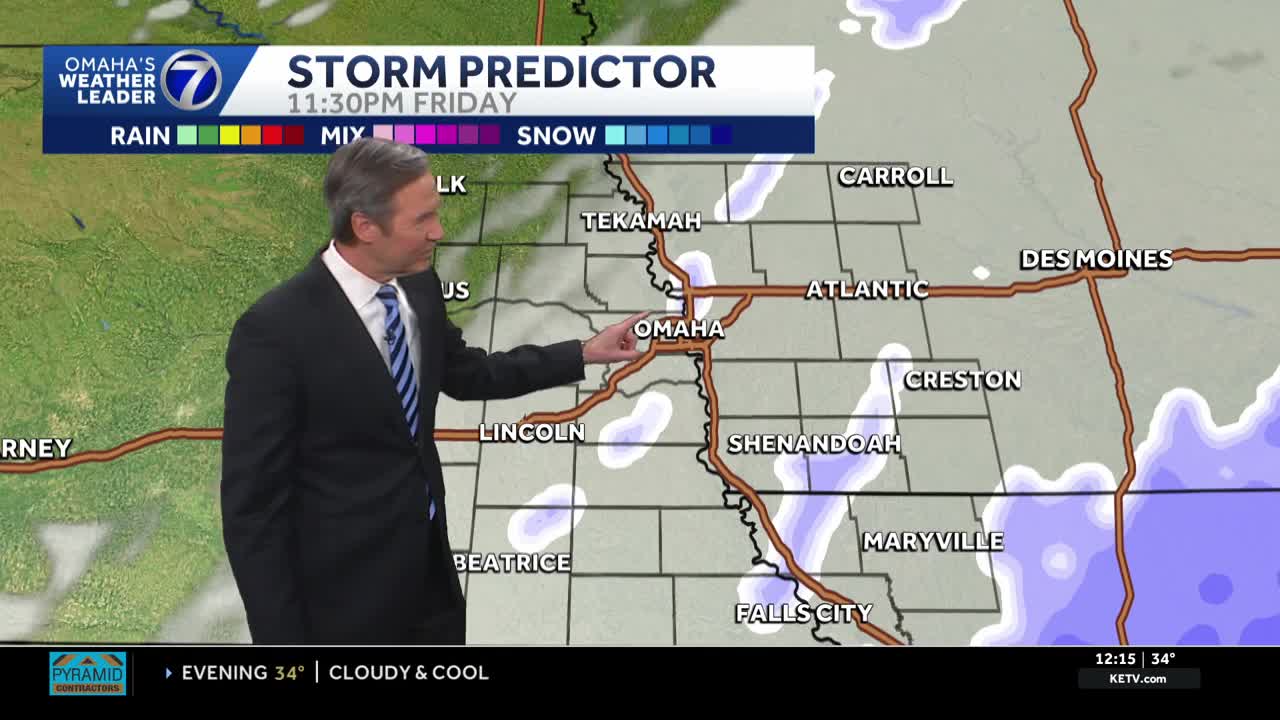 Maybe a few flurries tonight near Omaha