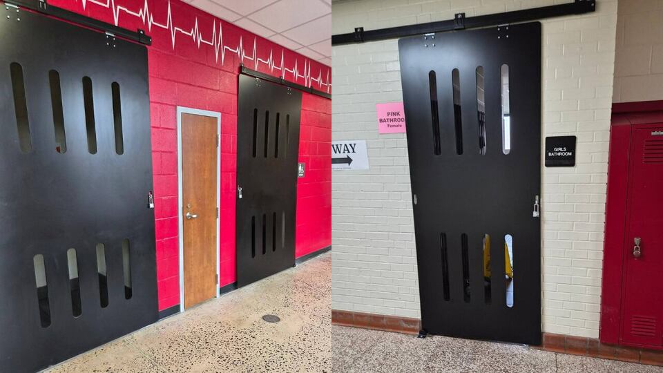 'Inmate doors': Monroe High School removes padlocked bathroom doors ...