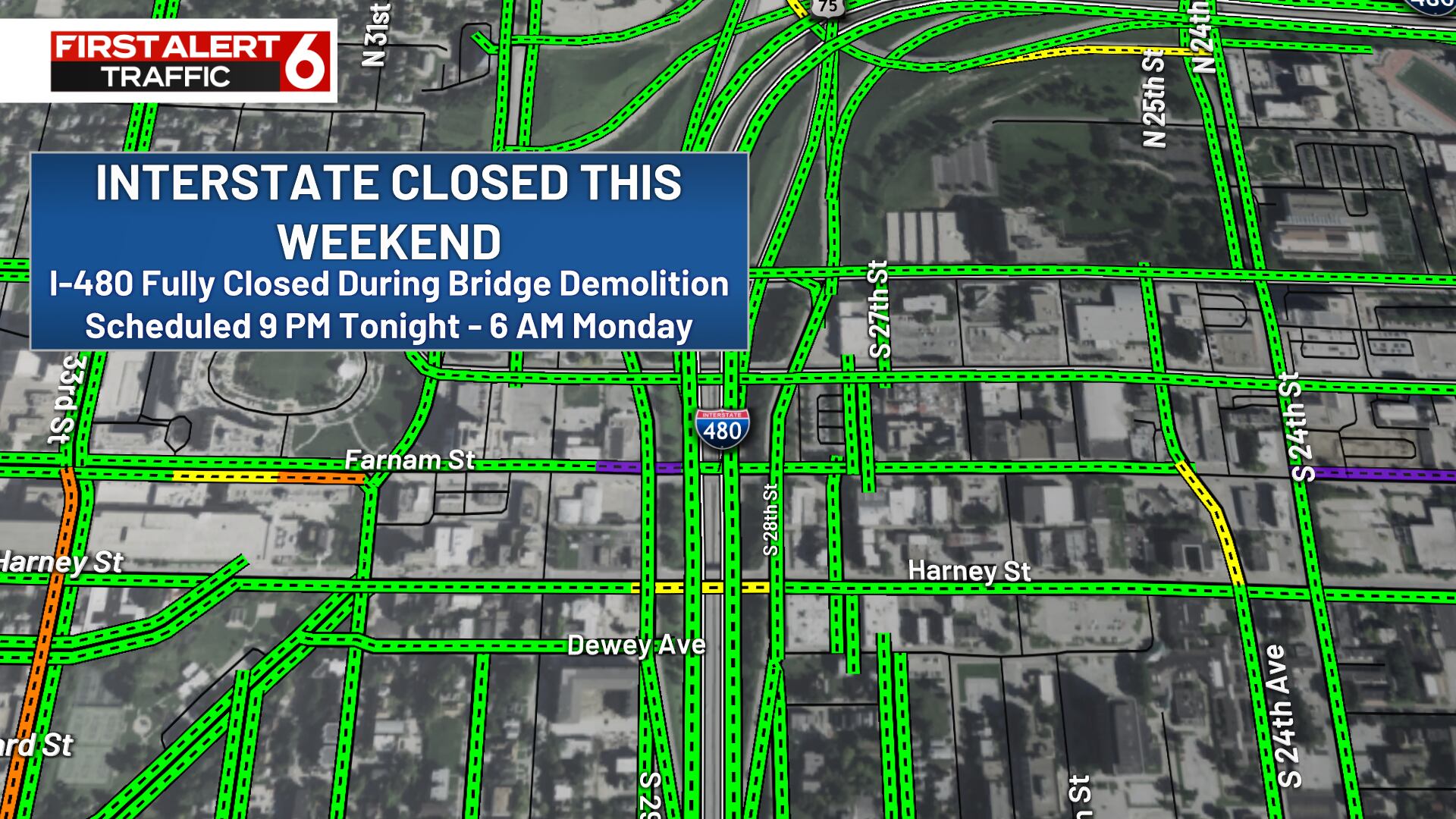 Traffic alert - Interstate 480 closed this weekend for Farnam bridge ...