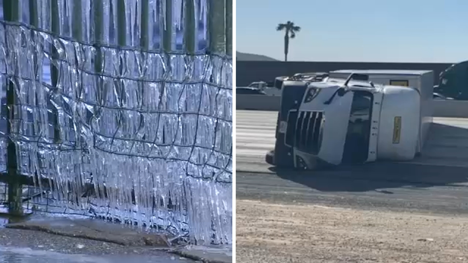 Powerful Santa Ana winds bring bitter cold temperatures, topple big rig ...