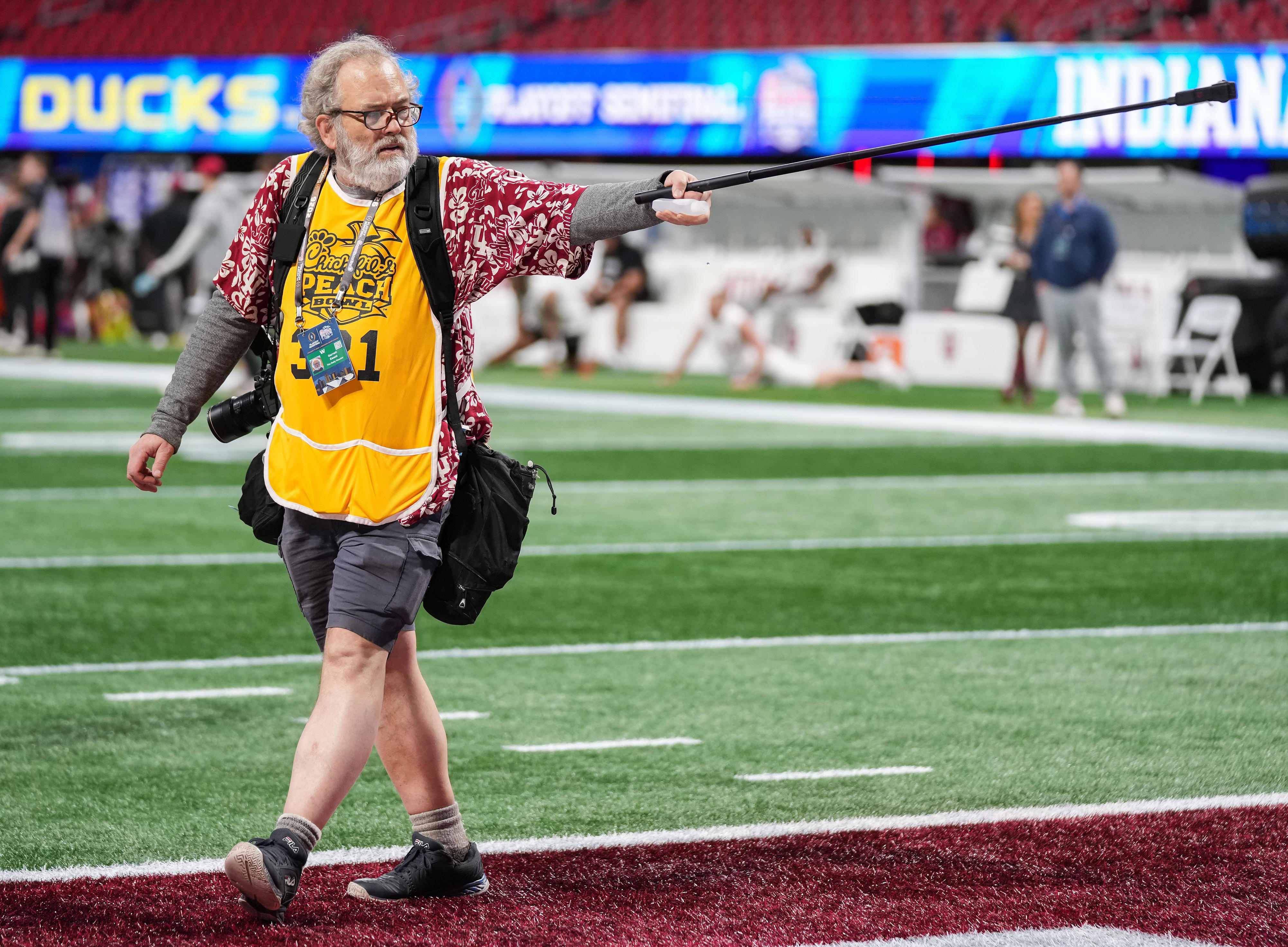 Indiana football end zone sprinkled with holy water before Peach Bowl