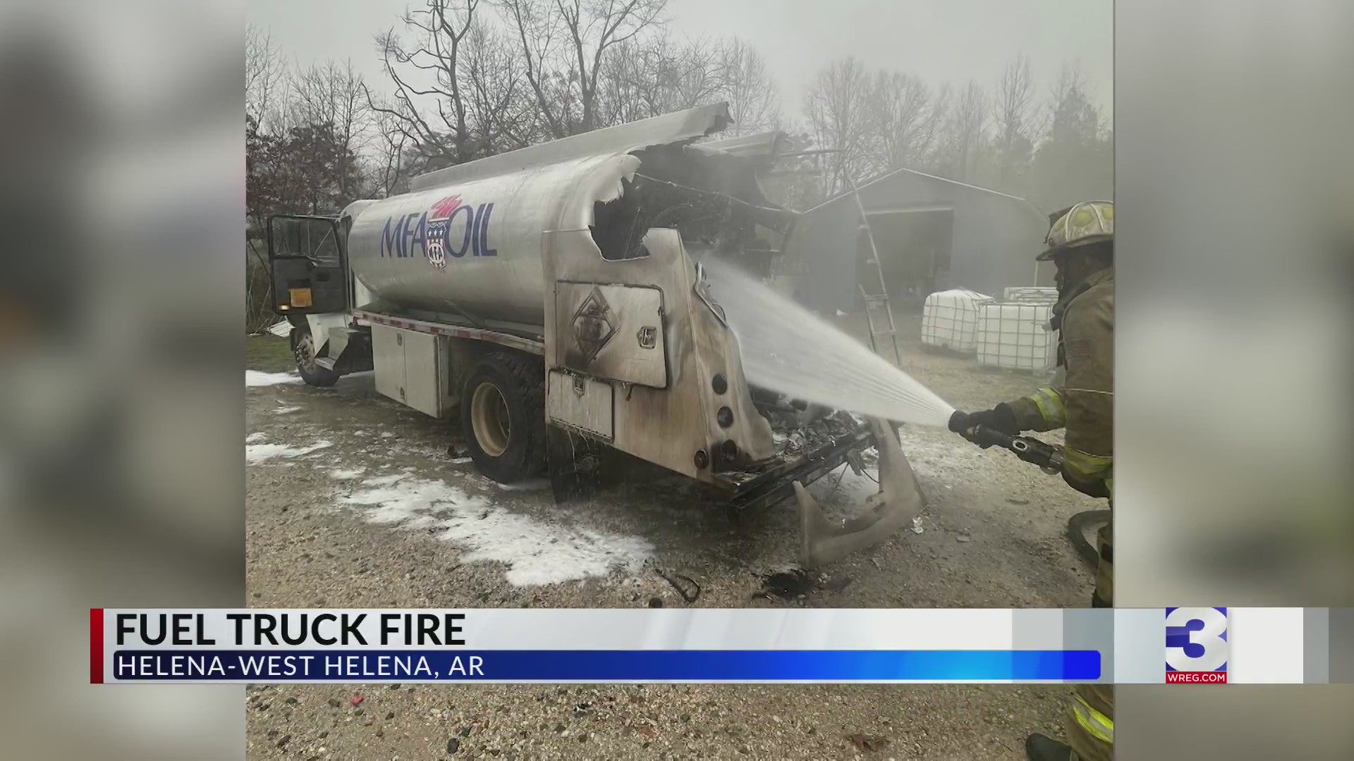 Firefighters tackle Helena-West Helena fuel truck fire