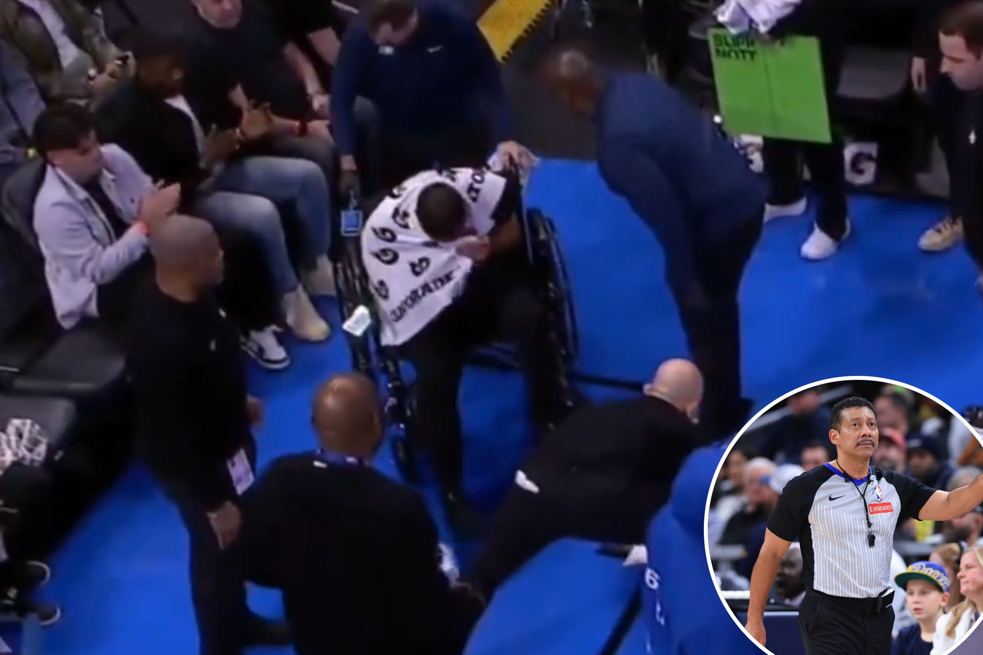 NBA referee taken off on wheelchair after suffering injury