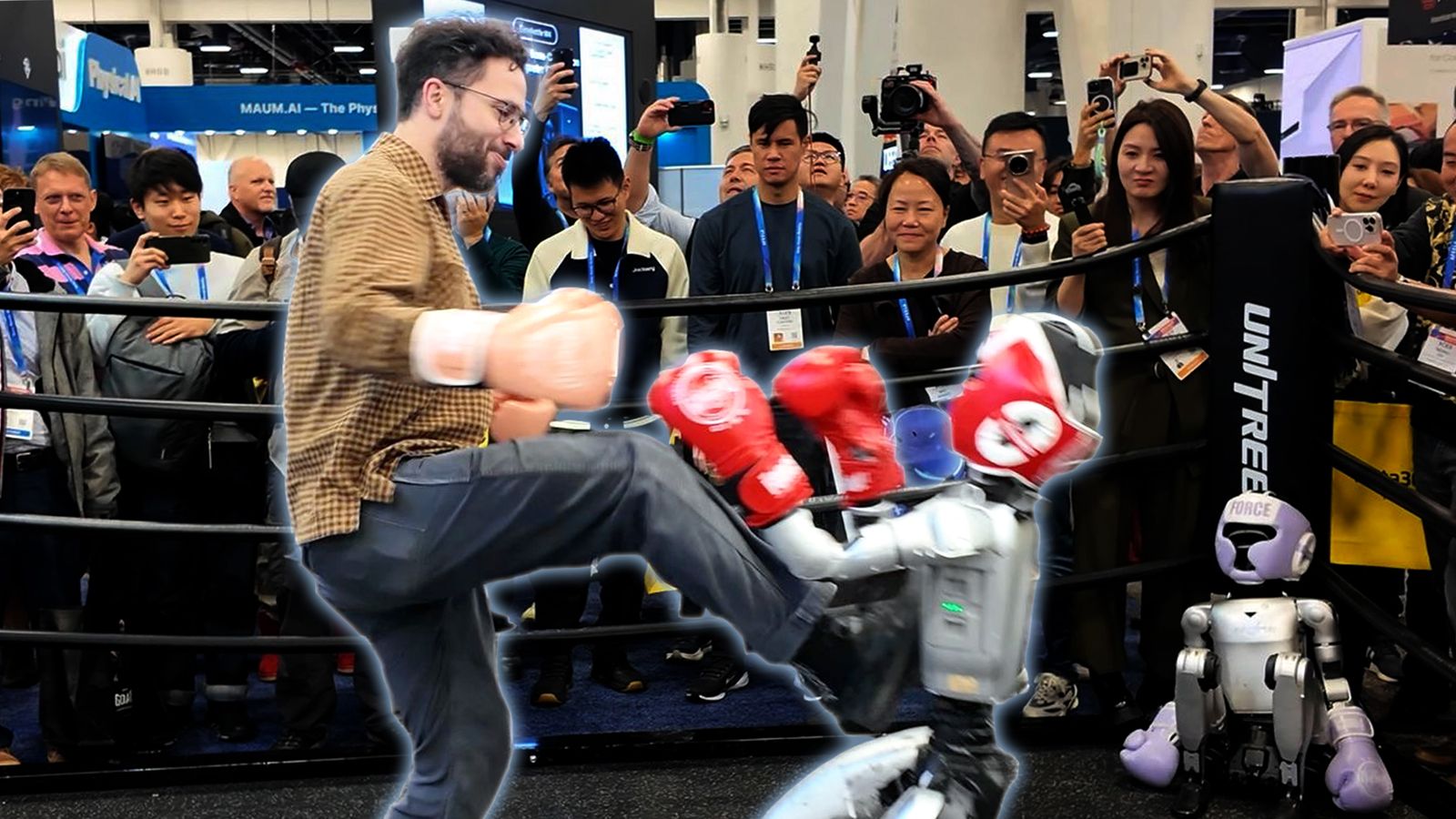 Why is a Sky reporter punching a robot?