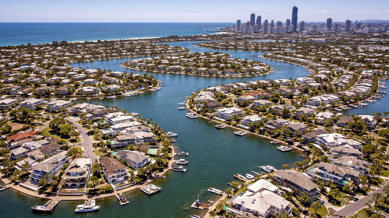 Gold Coast canal neighborhoods from above