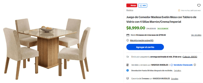 El comedor moderno con mesa de cristal que arrasa en Walmart: diseño ...
