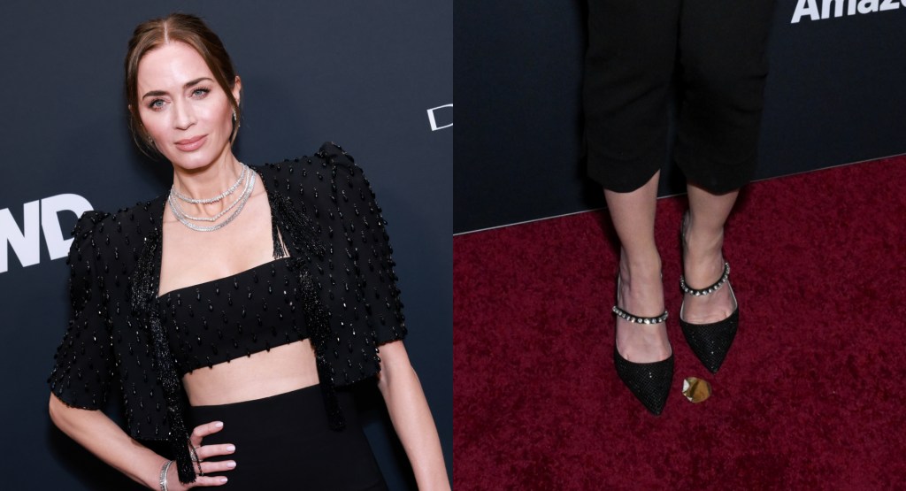 Emily Blunt's Miu Miu slingbacks shine with her Carolina Herrera look ...