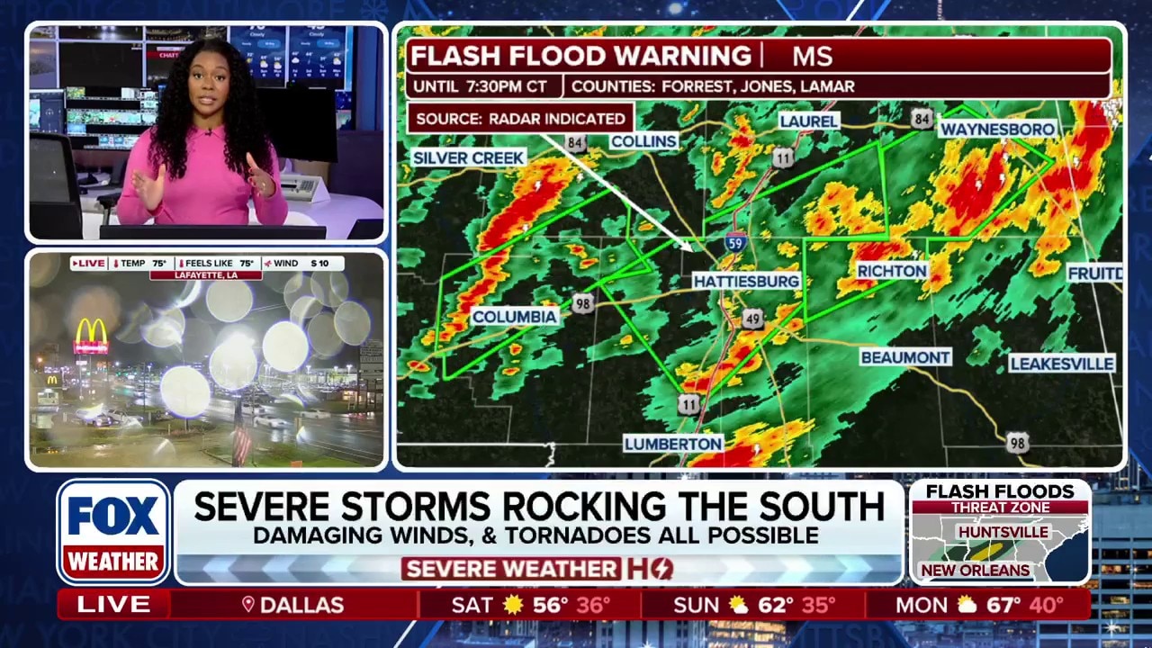 Severe storms rocking the South as tornadoes, flash floods threaten the ...