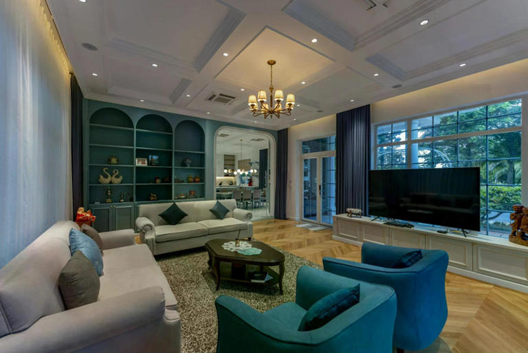 Thiết kế 'tổ ấm' với tông xanh hiện đại, thanh lịch