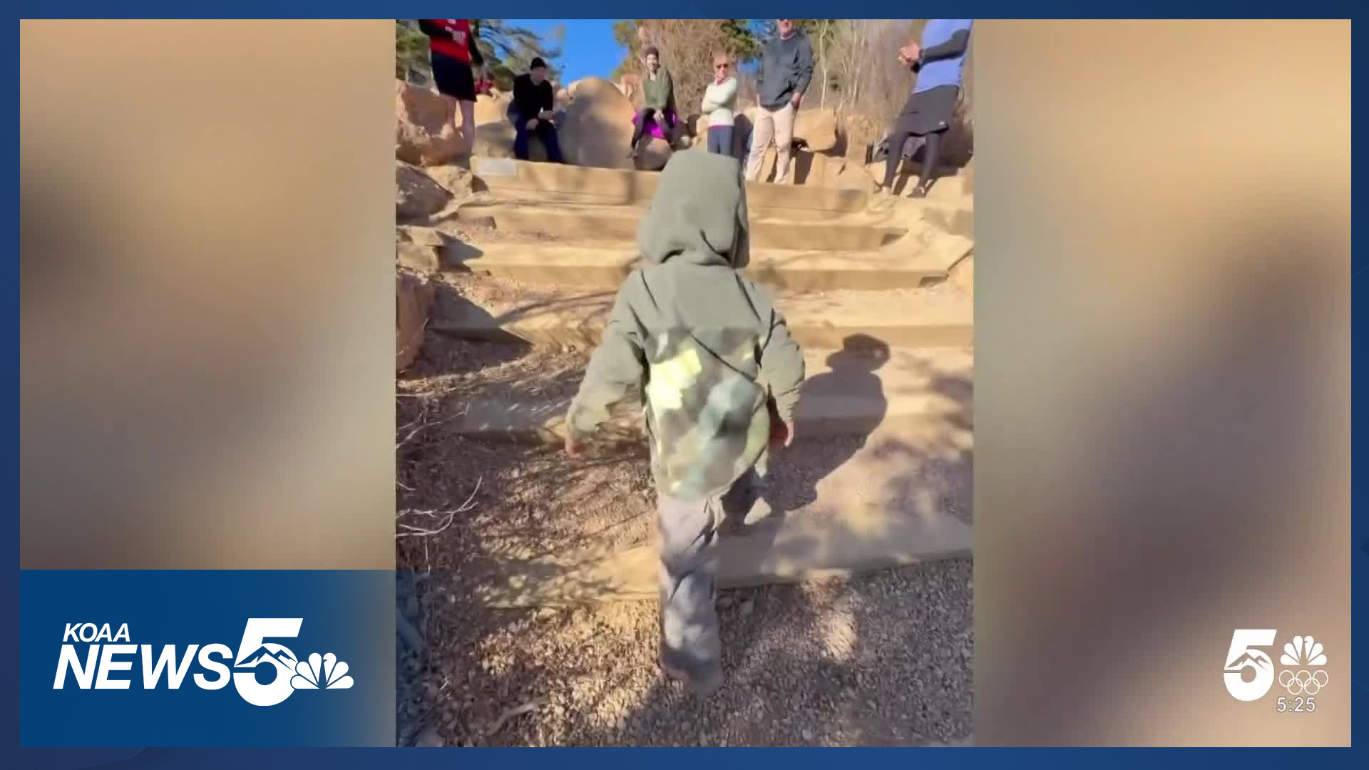 Three-year-old boy tackles Manitou Incline by himself!
