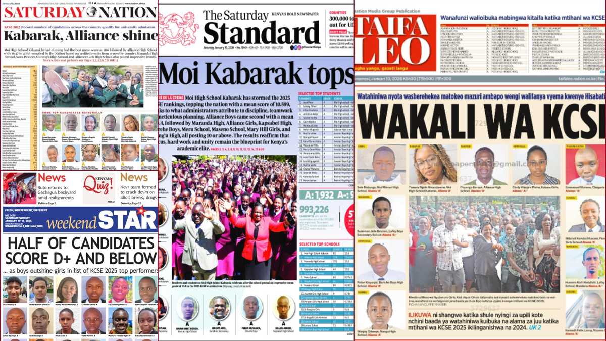Kenyan newspapers, January 10: Alliance High School, Moi Kabarak top ...