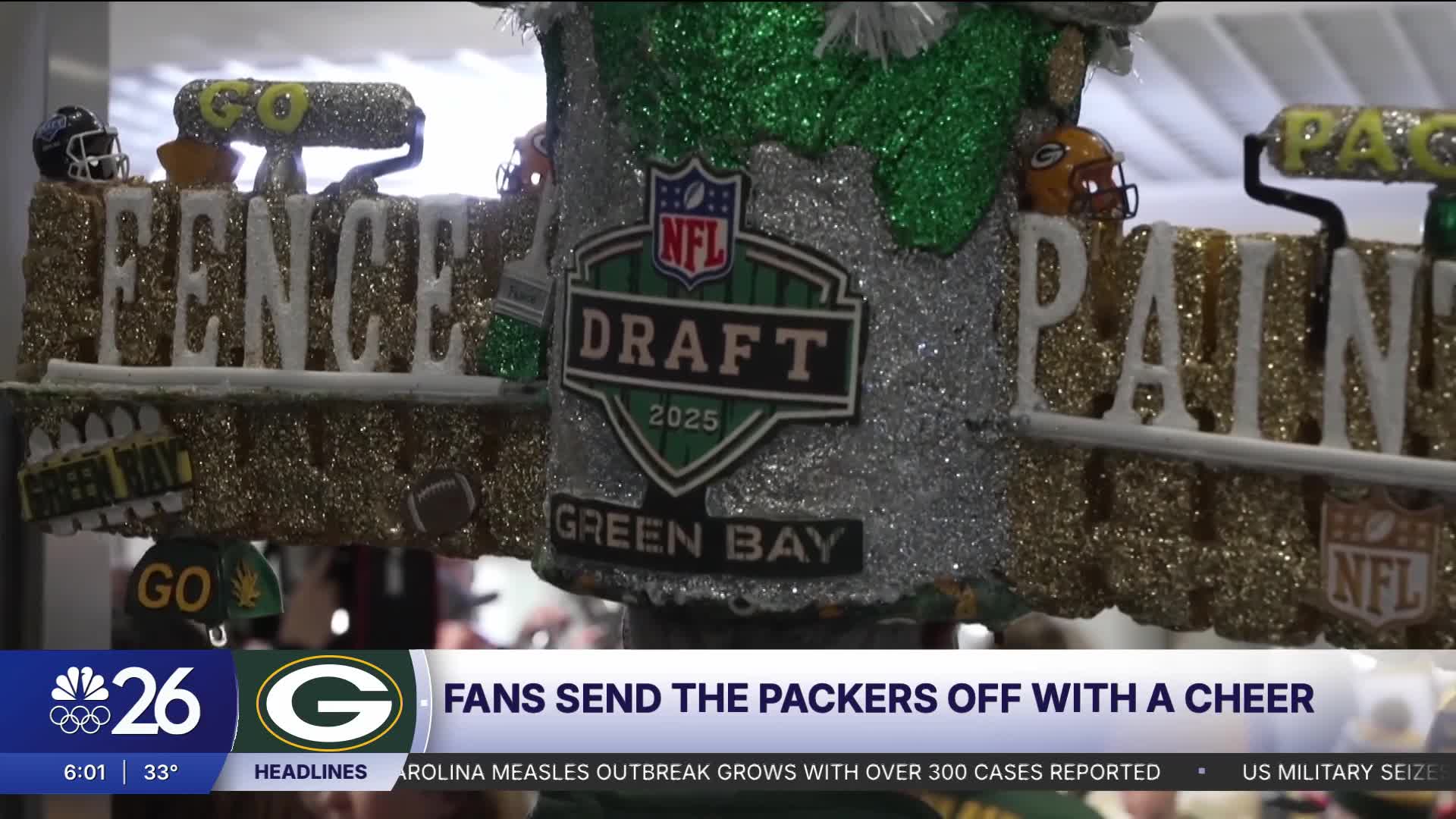 Fans gather at Austin Straubel Airport to send Packers off to Chicago