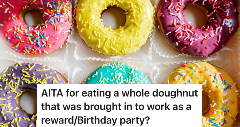 Employee grabs a whole doughnut from the office treat table, but when ...