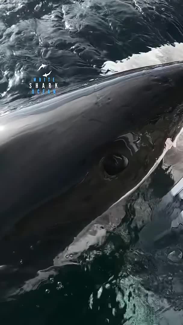 Great white shark mouthing the cage to see what it is