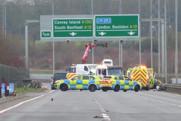 Pictures show scene of serious A130 crash which closed road overnight