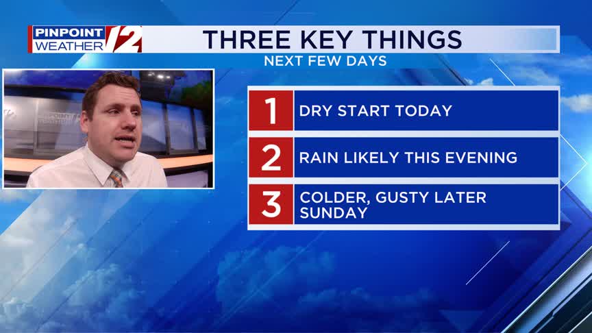 WPRI 12 weather now 1/10/26: Dry start today; rain likely later