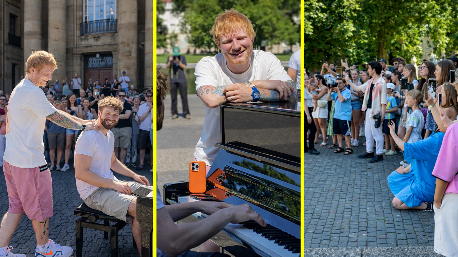 An unexpected performance by Ed Sheeran in the park