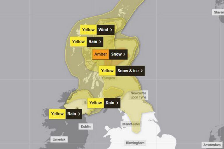 Full list of Met Office weather warnings issued across UK this weekend ...