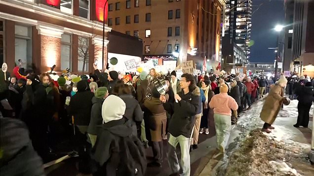 Protestors set off fireworks during anti-ICE march in Minneapolis