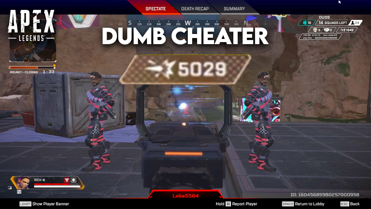 Spectating a clueless cheater getting 5K damage in Apex Legends match
