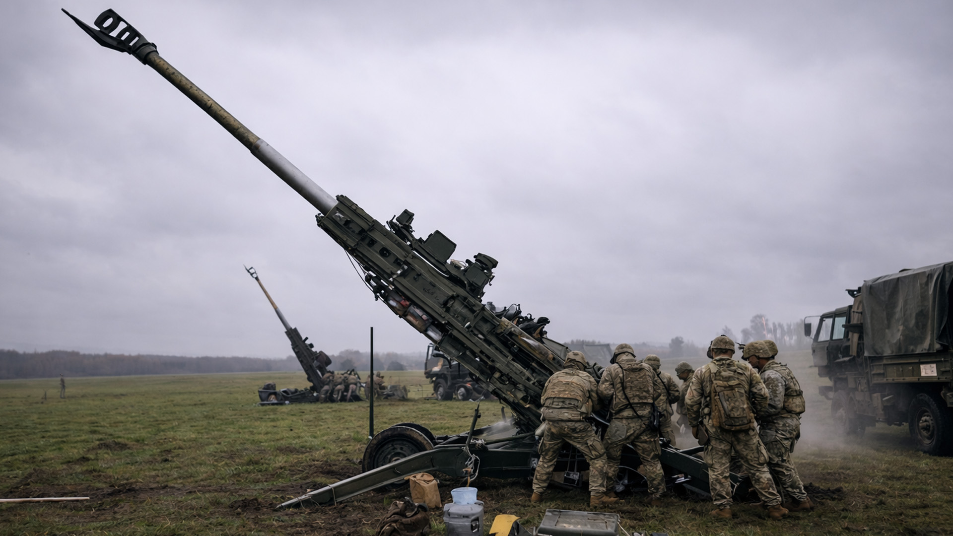 Des soldats américains préparent leur artillerie pour l’exercice ...