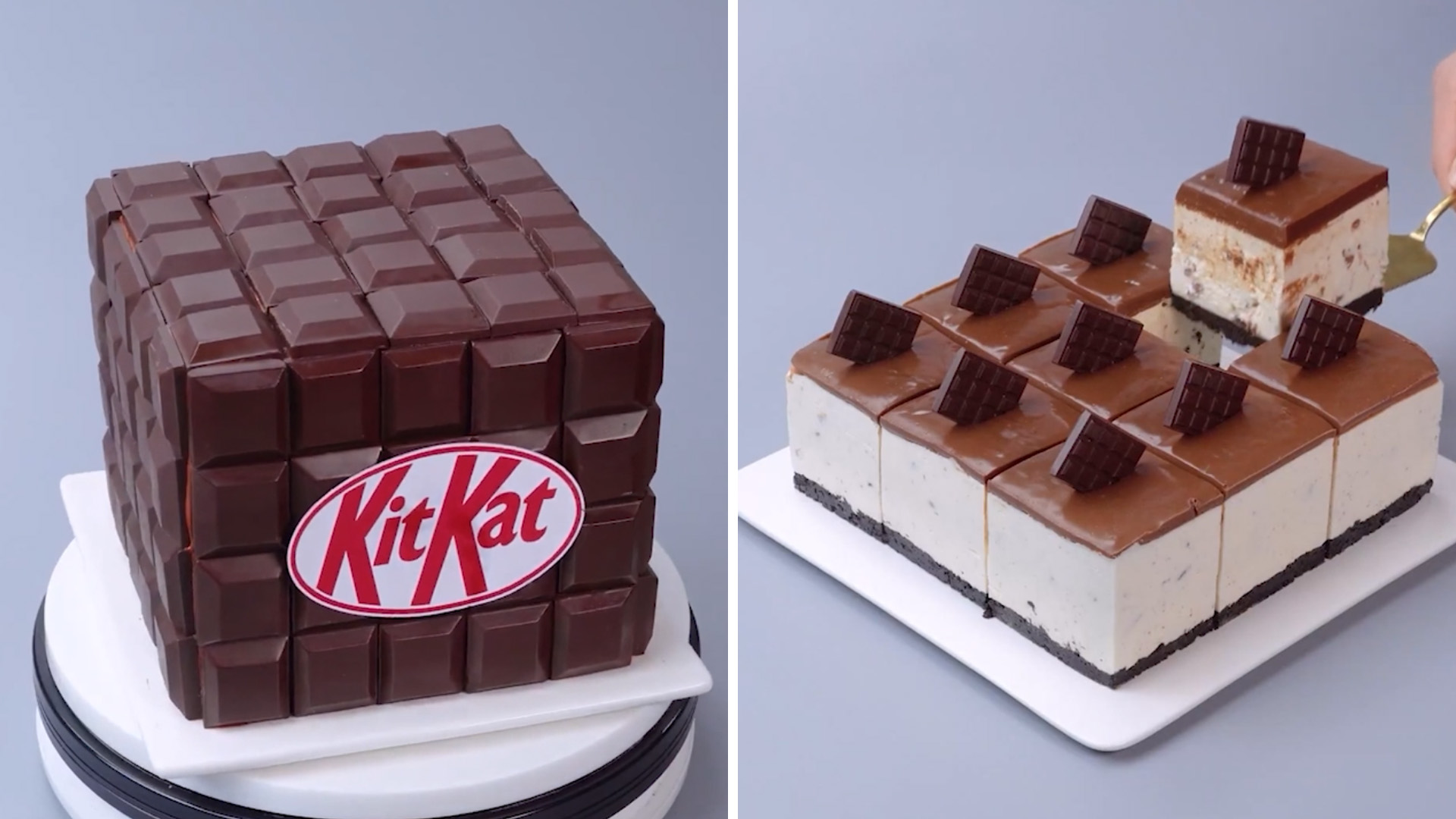 Chocolate block cake with smooth creamy layers