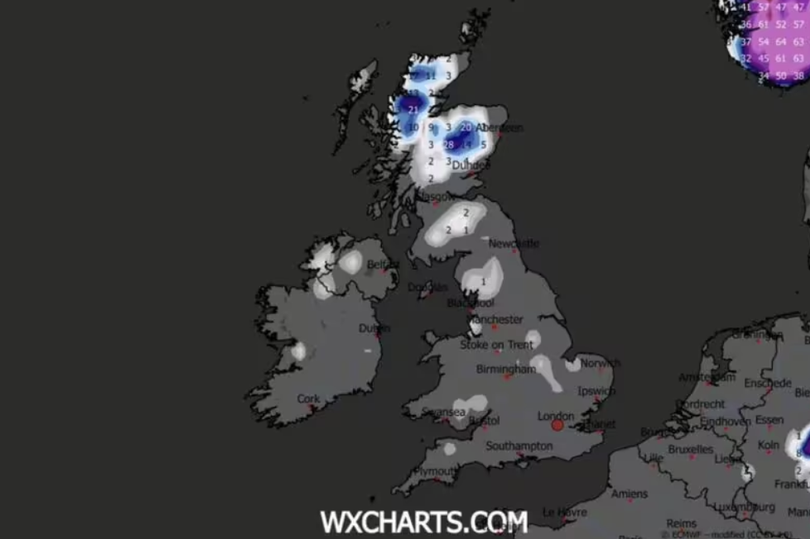 Scotland's weather maps turn icy blue with 28cm snow and -8C ...