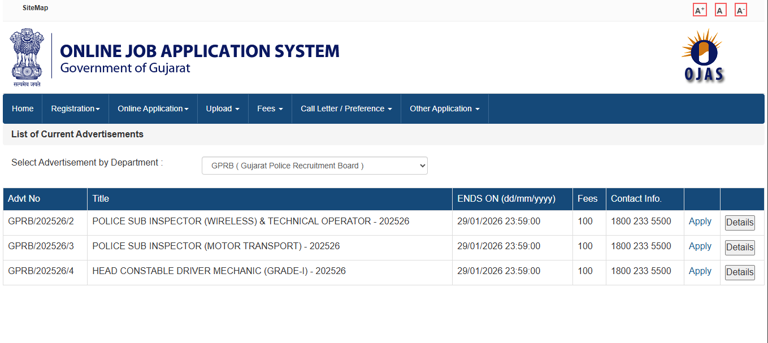 Gujarat Police SI recruitment 2026: Registration begins for 950 posts ...