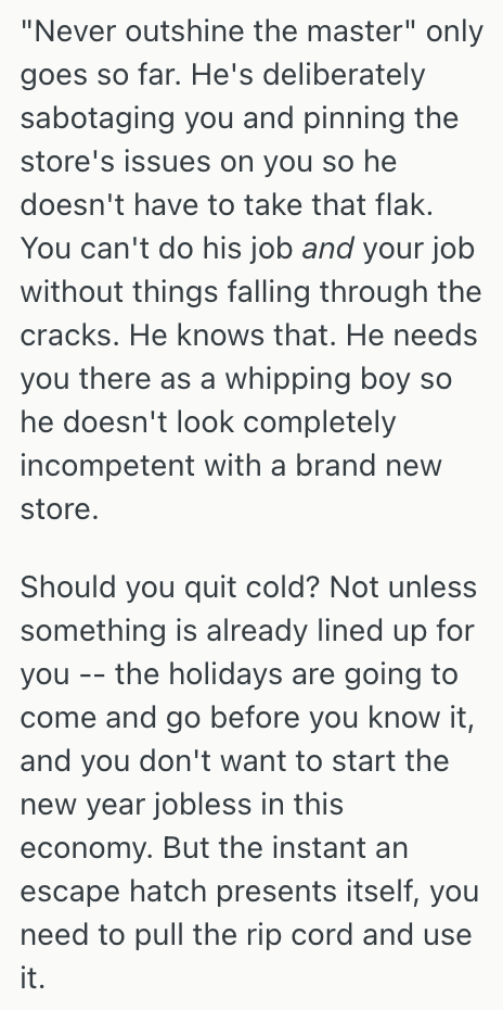 Assistant manager is working hard, but he keeps taking the fall for his ...