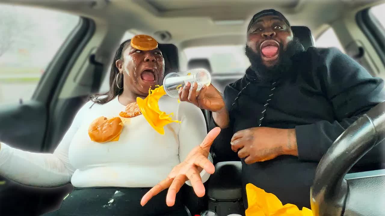 Throwing fast food on my wife to see her reaction!