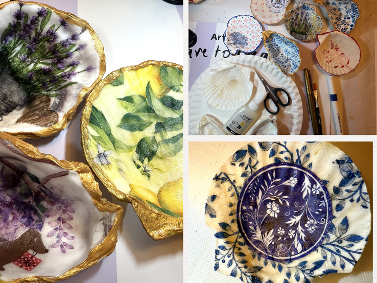 Basteln mit Muscheln: So verschönerst du Strandgut mit Serviettentechnik