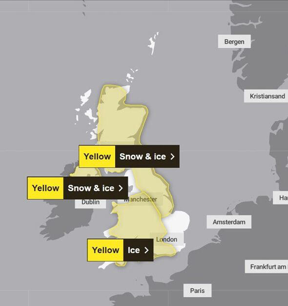 Met Office issues 27-hour snow and ice warnings to 148 regions - full list