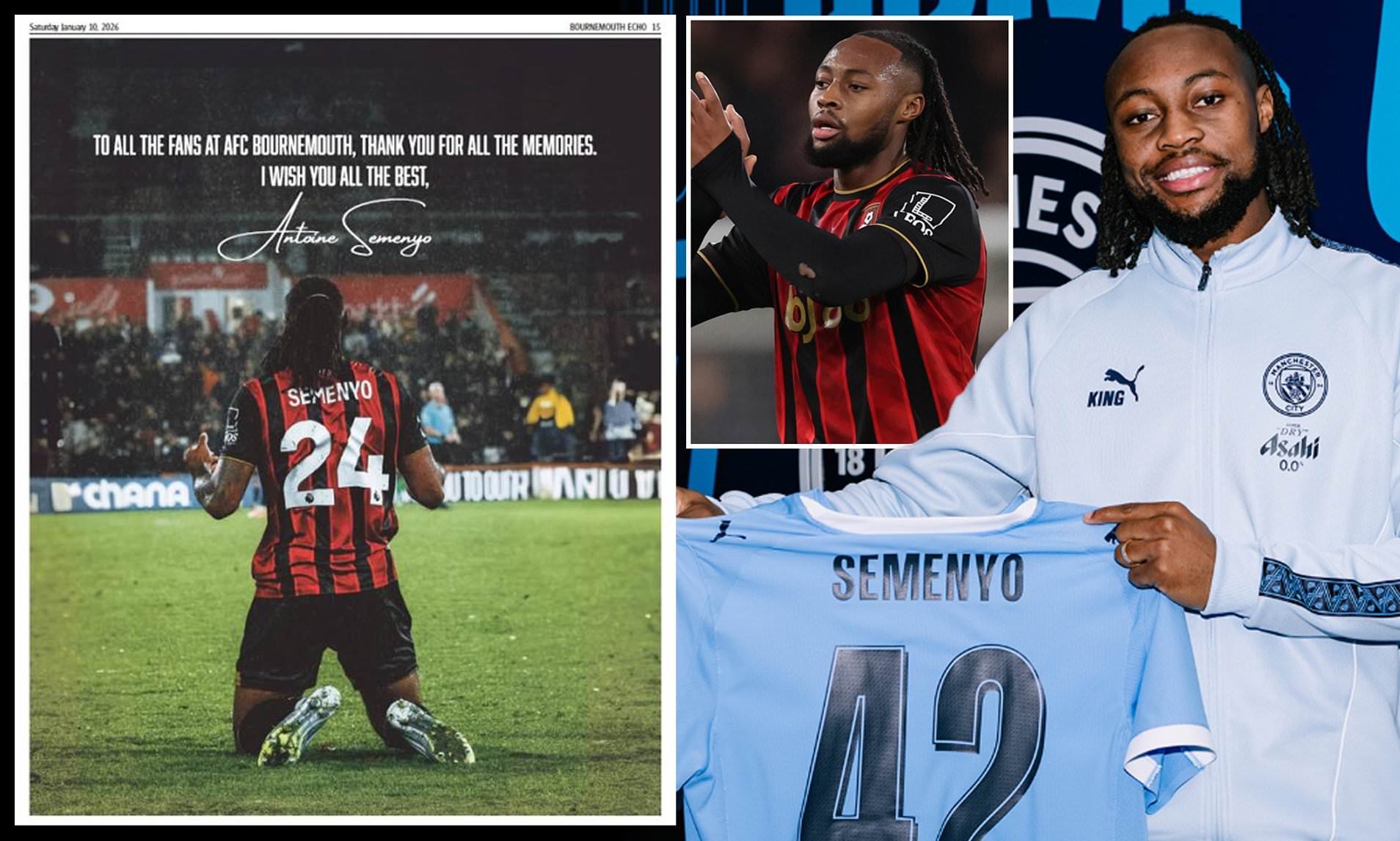 Semenyo takes out advert in local newspaper to thank Bournemouth fans ...