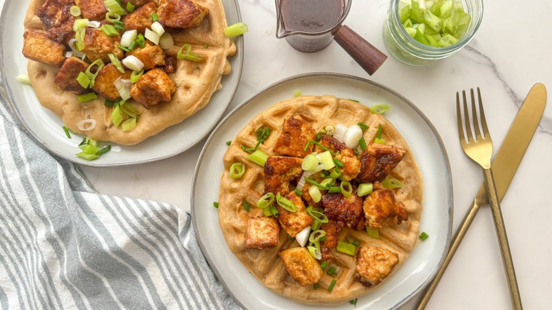 Sweet and spicy tofu and waffles recipe