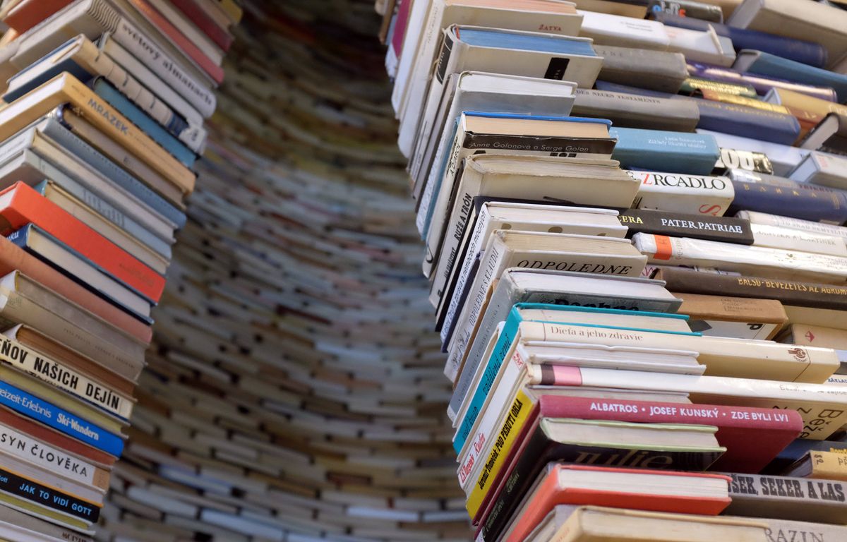 « Un tunnel sans fin »… Une tour de livres, devenue virale, attire des ...