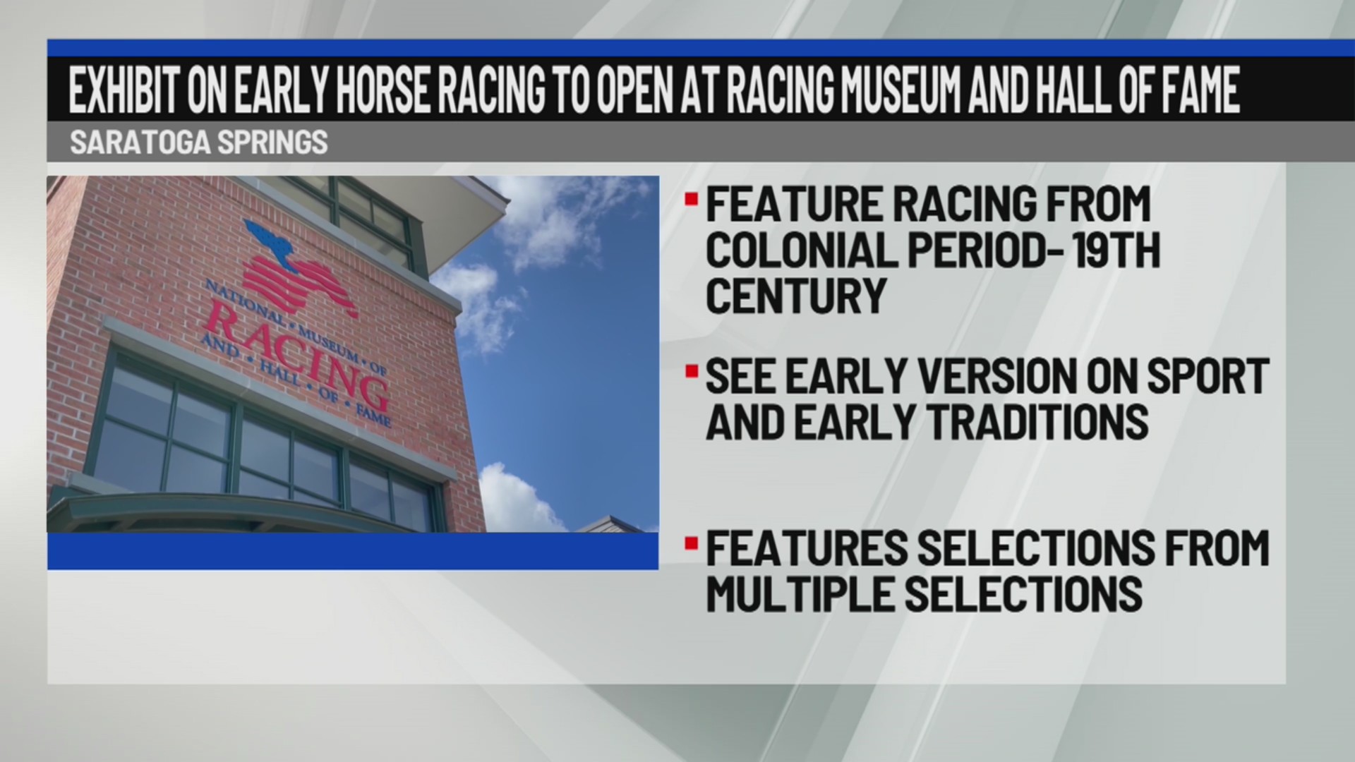 Exhibit on early horse racing to open at Racing Museum and Hall of Fame