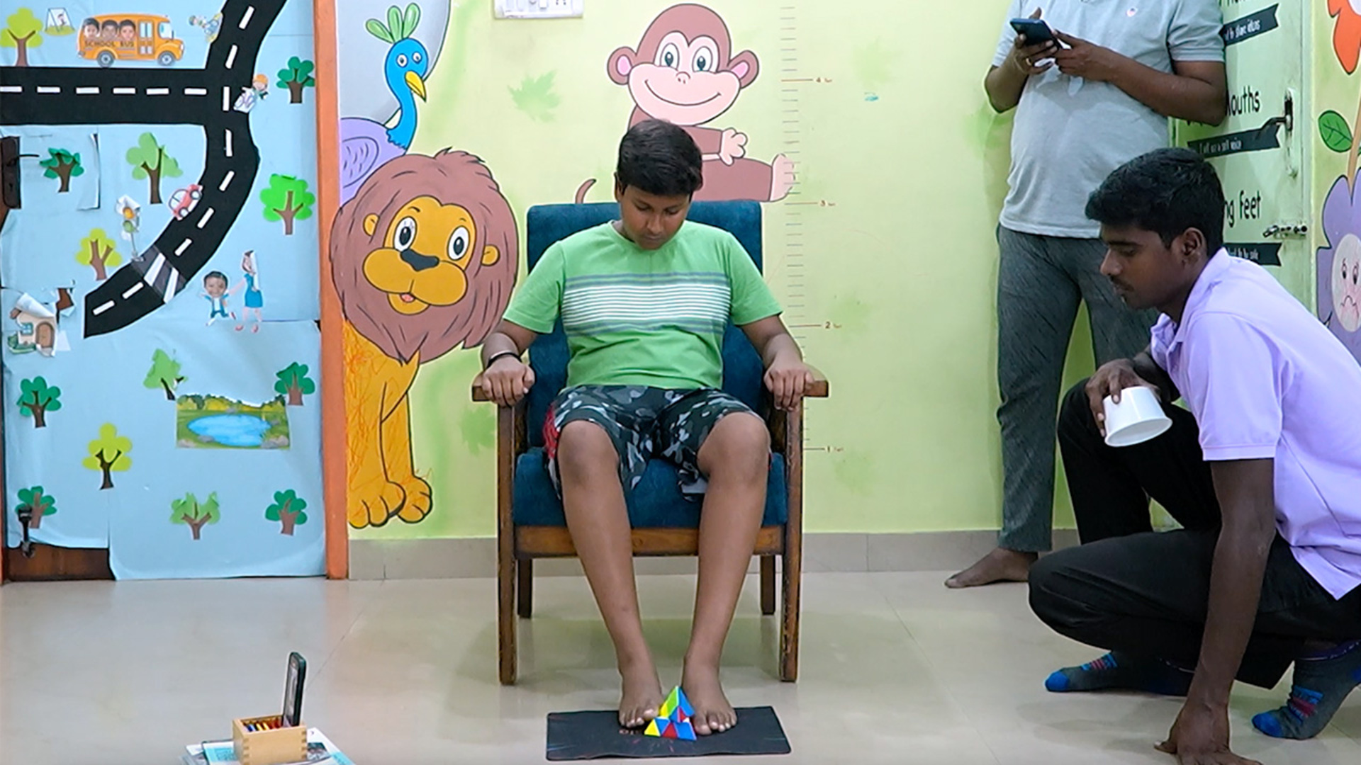 Fastest time to solve a rotating puzzle tetrahedron using the feet 10. ...