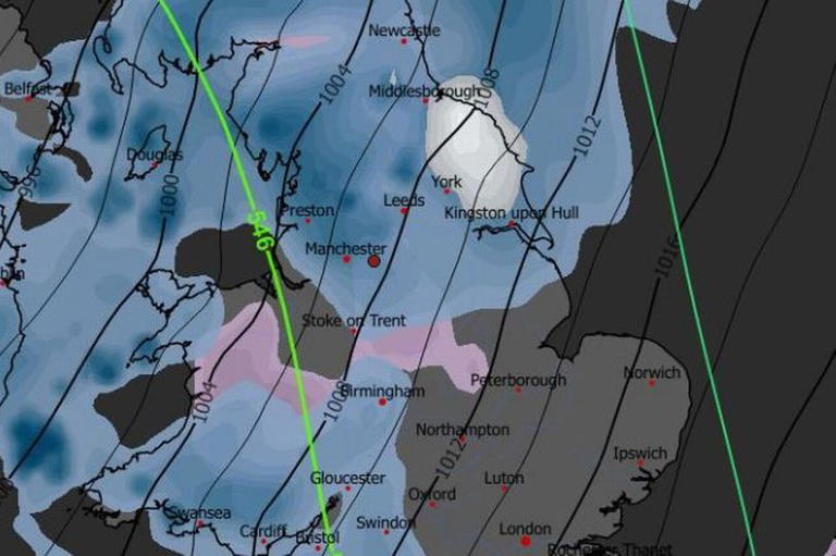 UK weather maps show exact time more snow will hit Yorkshire on Sunday